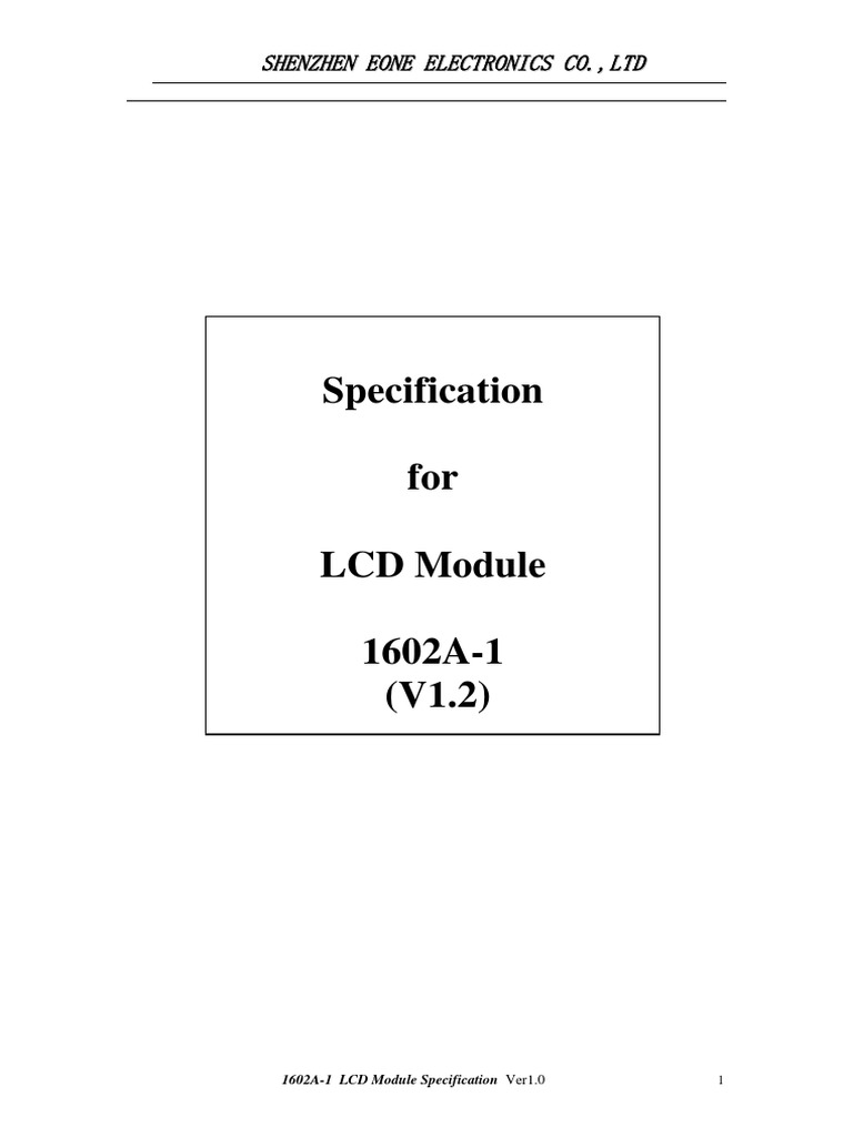 Datasheet LCD 1602A | PDF | Liquid Crystal Display | Power Supply
