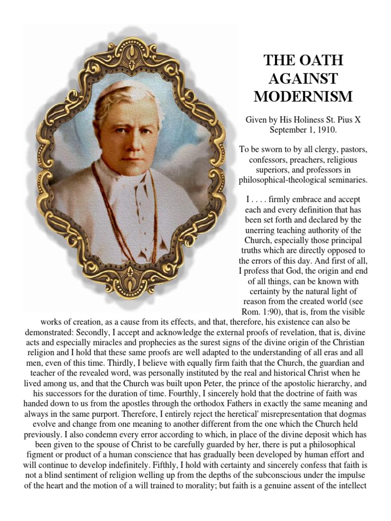 The Oath Against Modernism | PDF | Catholic Church | Revelation