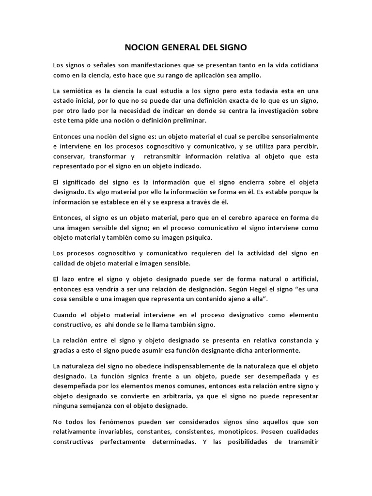 Nocion General Del Signo | PDF