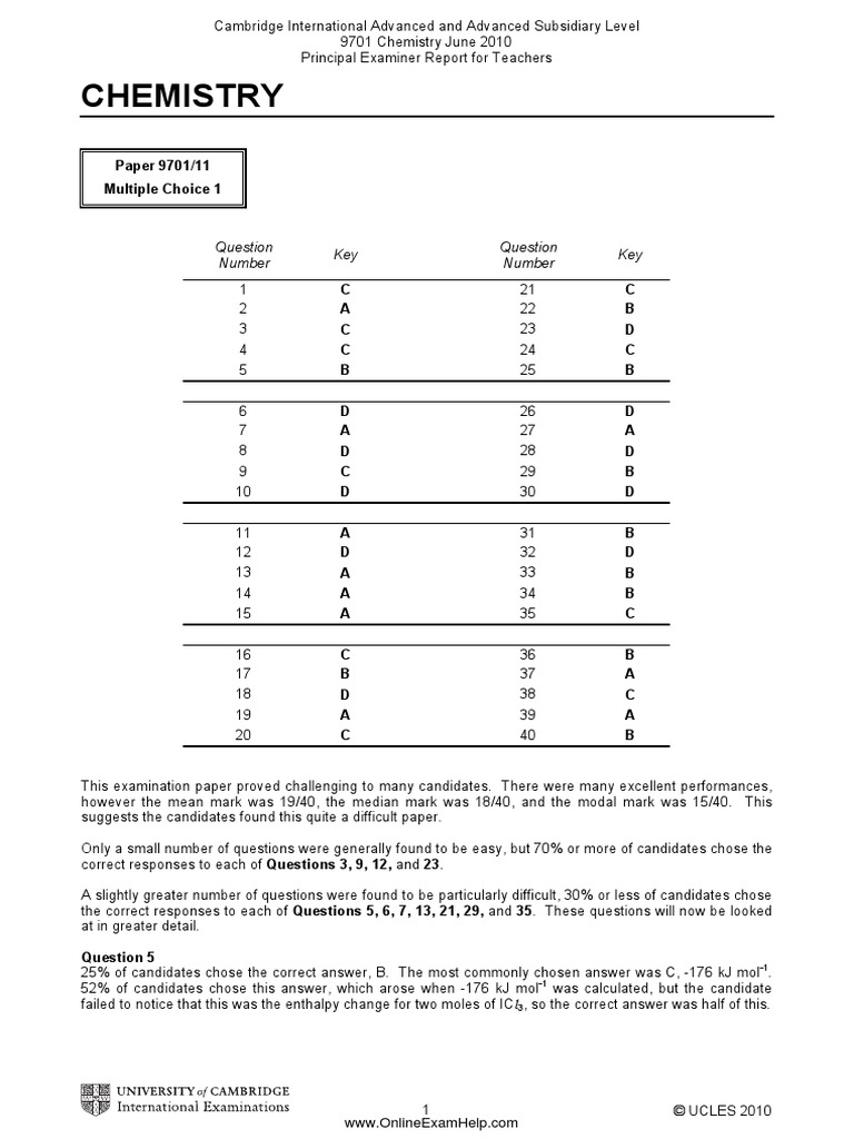 9701 s10 Er PDF | PDF | Test (Assessment) | Chemical Reactions