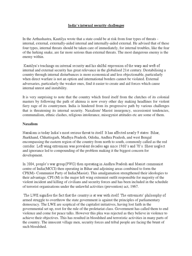India's Internal Security Challenges Explained | PDF | Violence | Police