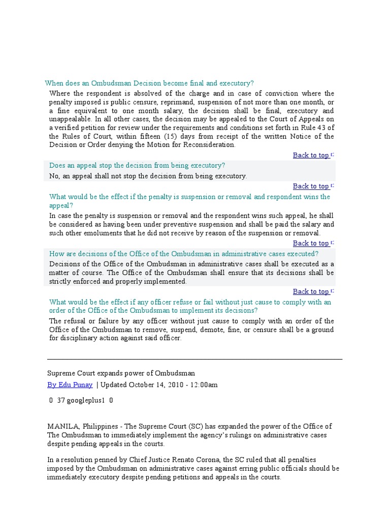 Ombudsman Decision Finality Explained | PDF | Injunction | Judiciaries