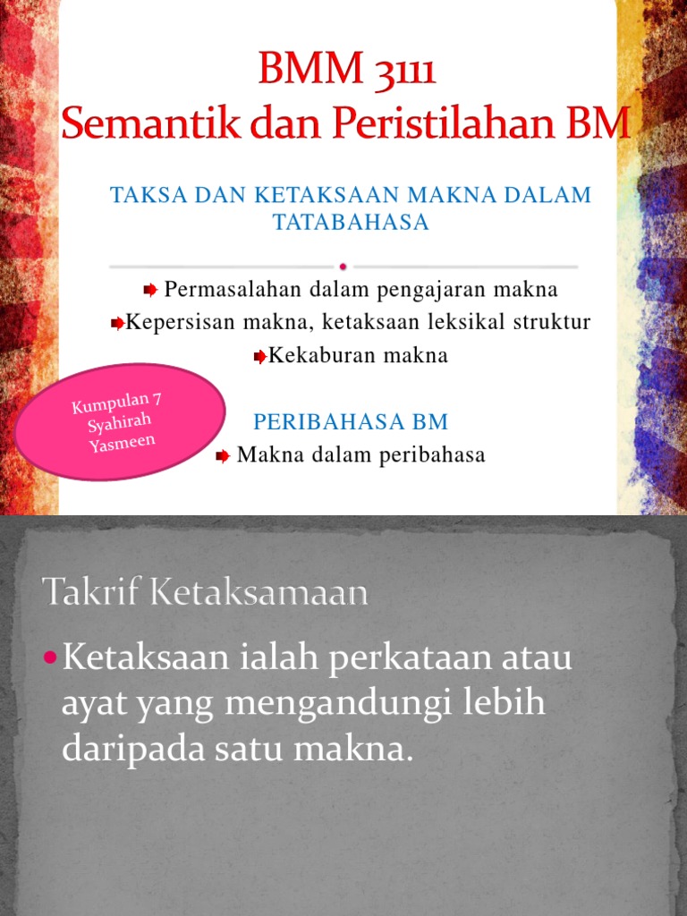 Taksa Dan Ketaksaan Makna Dalam Tatabahasa | PDF