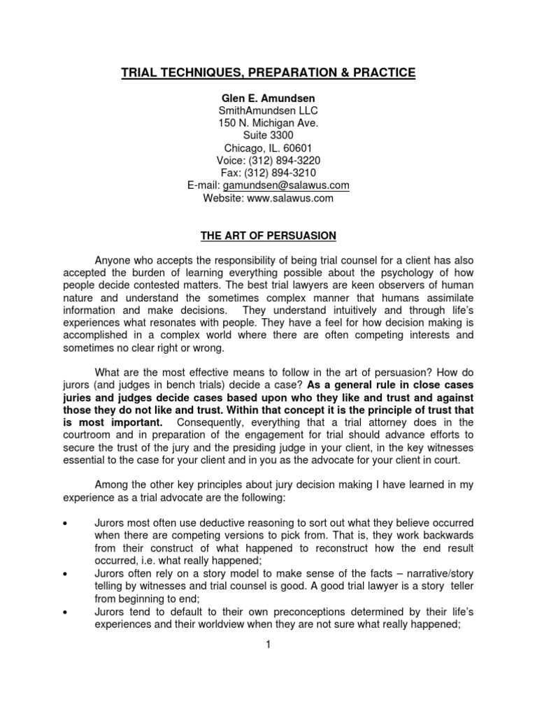 Trial Techniques, Preparation & Practice | PDF | Evidence (Law) | Cross ...