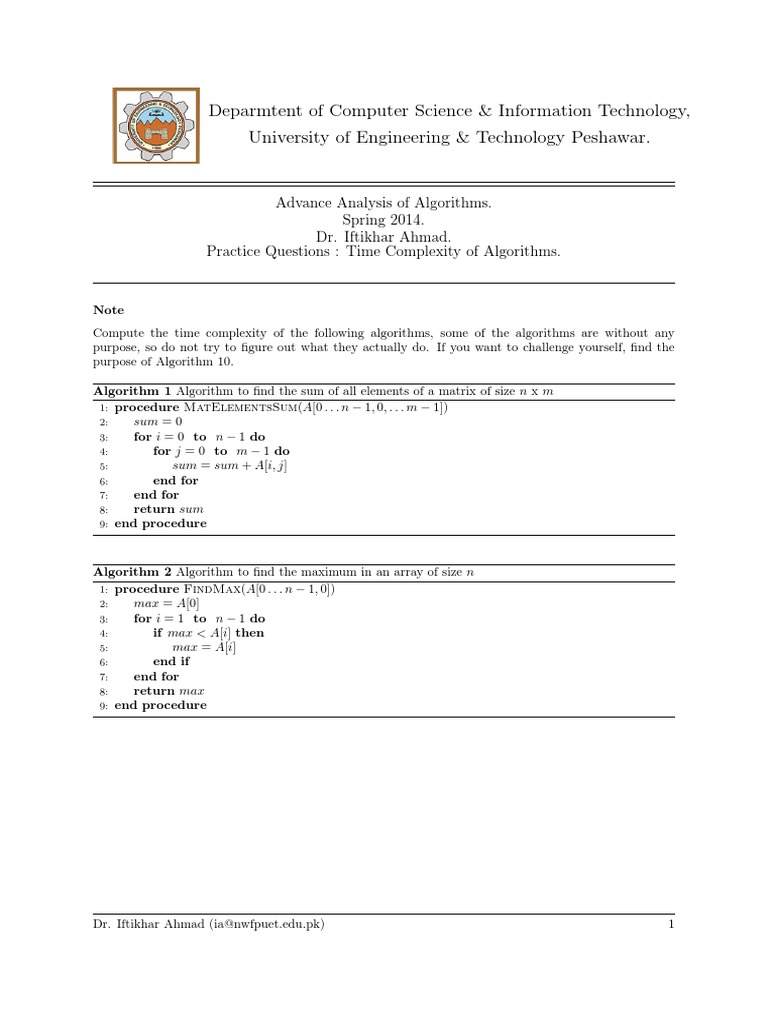 Time Complexity Analysis Of Ten Algorithms Pdf Time Complexity Computer Programming 9906