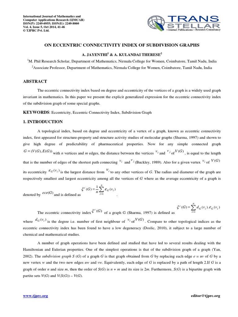 Mathematics - IJMCAR - On Eccentric Connectivity Index - A. JAYENTHI ...
