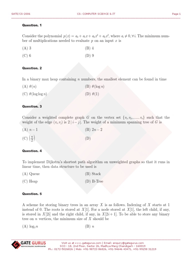 CS Gate 2006 | PDF | Cpu Cache | Computer Architecture