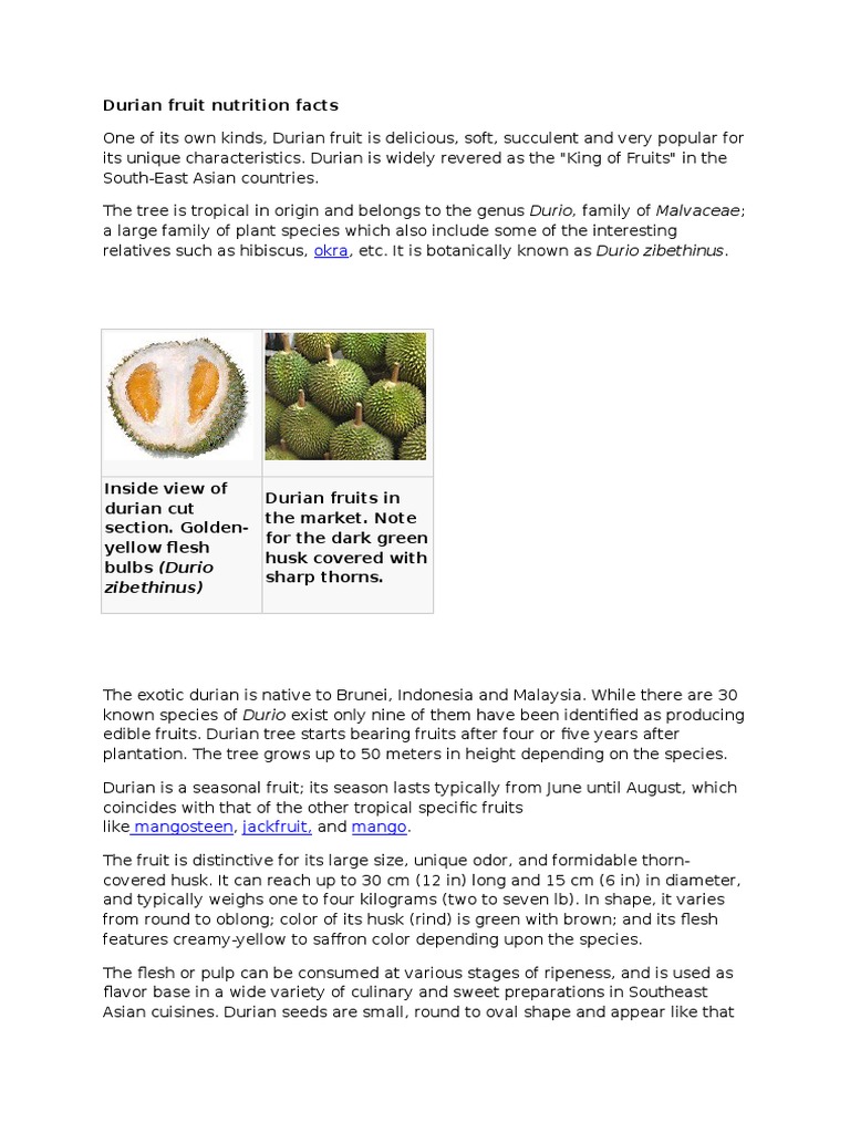 Durian Fruit Nutrition Facts | Magnesium | Nutrition