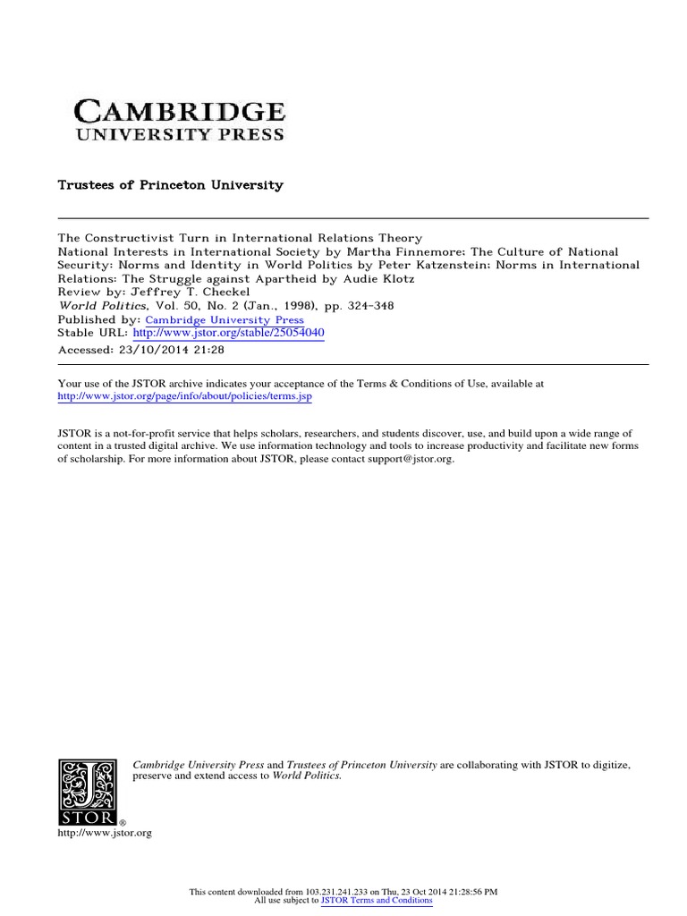 The Constructivist Turn in International Relations Theory | PDF ...