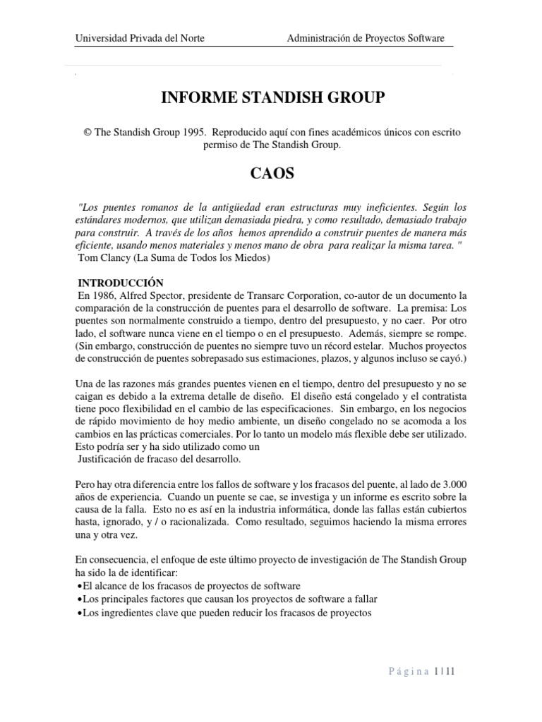 Versión Traducida de The Standish Group Report | PDF | Software | Bancos