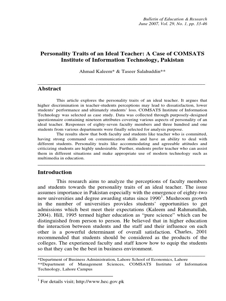 3 Personality Traits Final Draft | PDF | Teachers | Educational Technology
