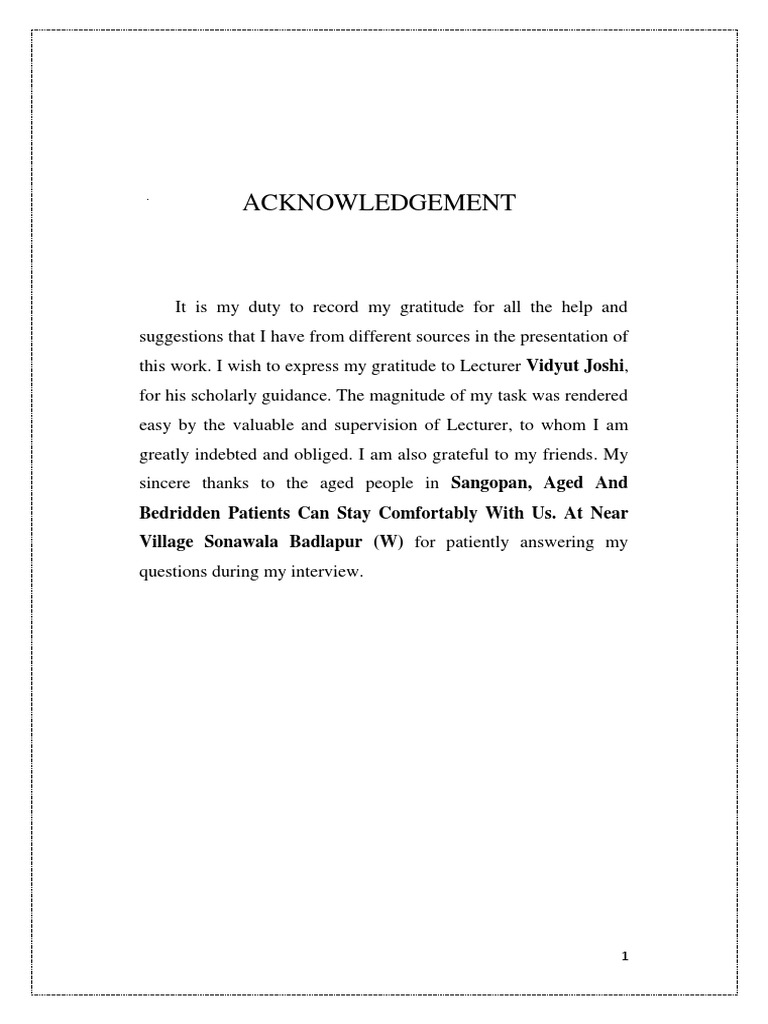 Acknowledgement | PDF | Pension | Family