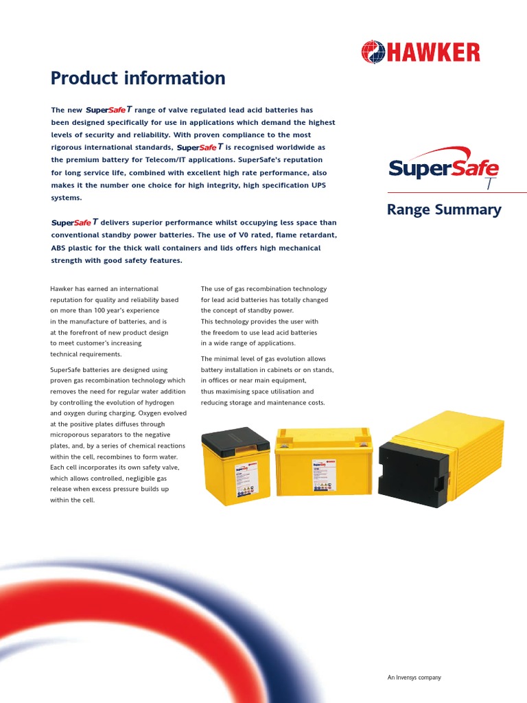 SuperSafe Valve Regulated Batteries | PDF | Battery (Electricity ...