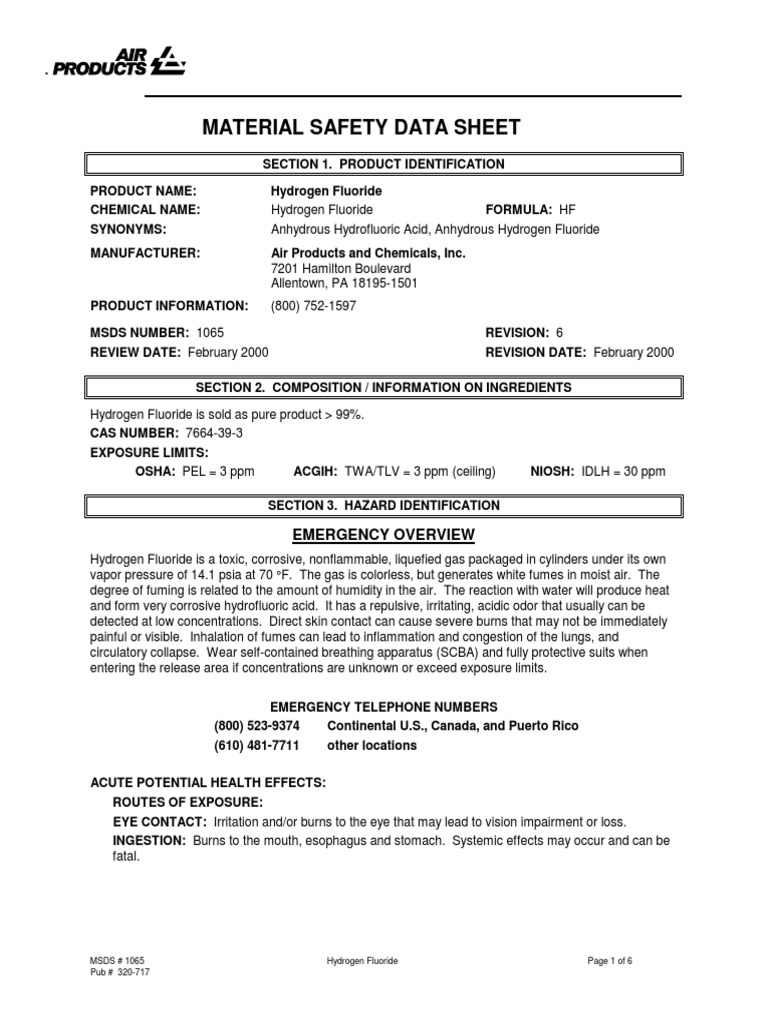 Material Safety Data Sheet: Emergency Overview | PDF | Superfund | Dangerous Goods
