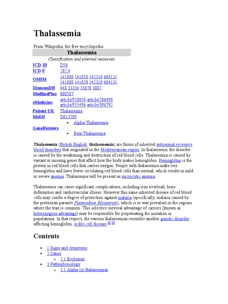 Thalassemi 1 | Download Free PDF | Diseases And Disorders | Medical ...