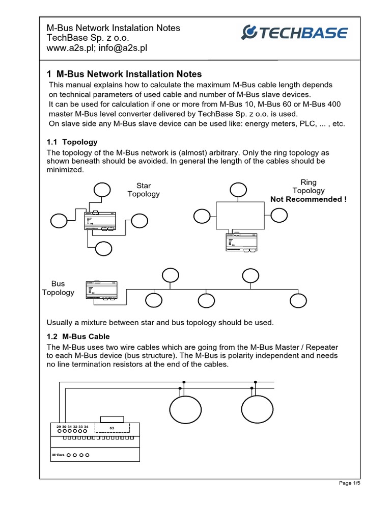 MBus Wiring Eng (2) | Network Topology | Cable
