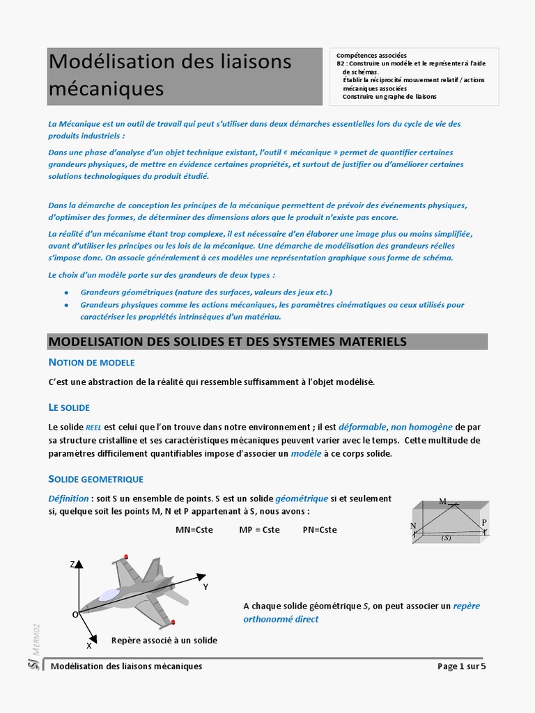Modélisation des liaisons mécaniques | PDF | Modèle mathématique | Mécanique