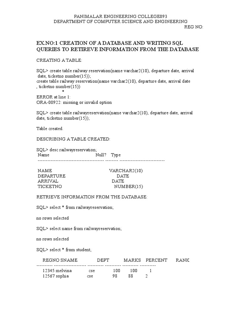 SQL Tables Creation | PDF