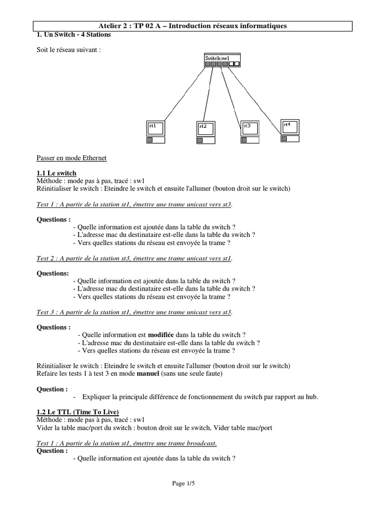 Atelier TP : Introduction aux Switches | PDF | Commutateur réseau ...