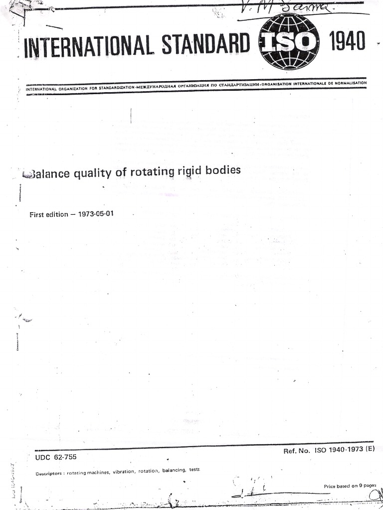 ISO 1940 For Balancing | PDF