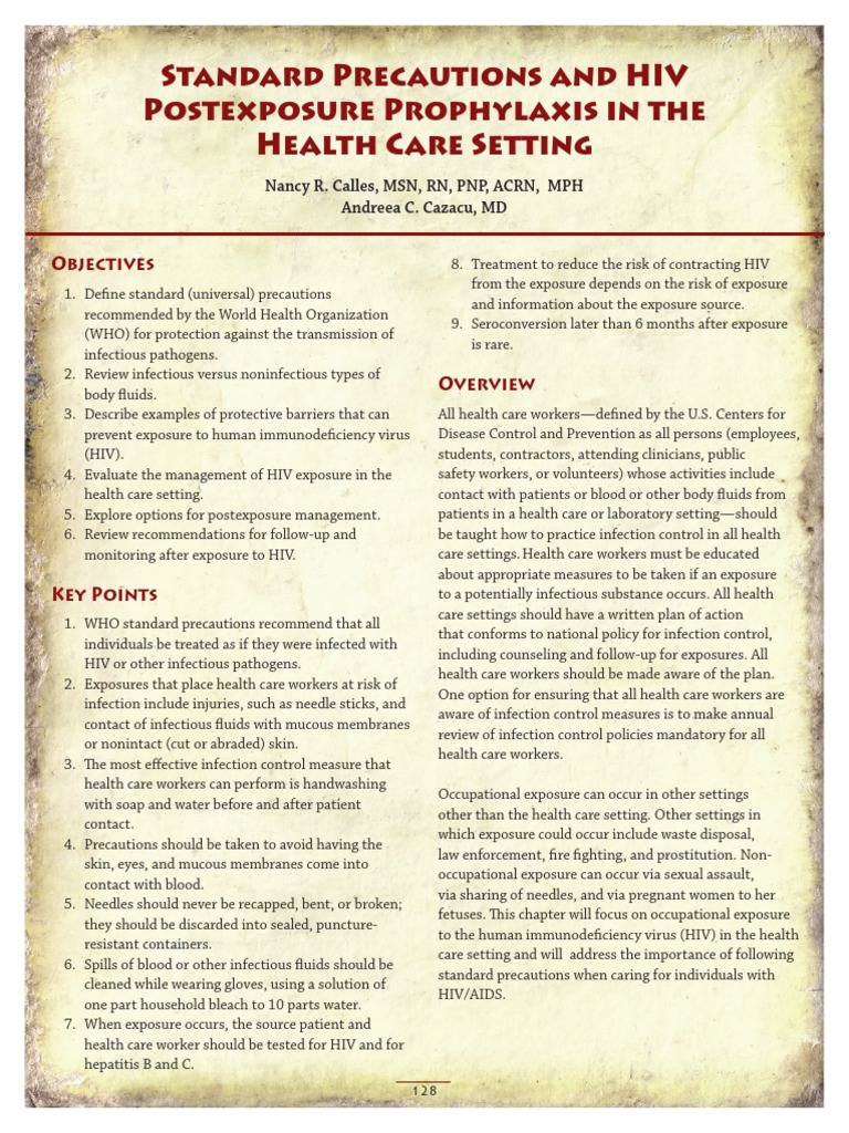 8 Standard Precautions | Management Of Hiv/Aids | Hiv/Aids