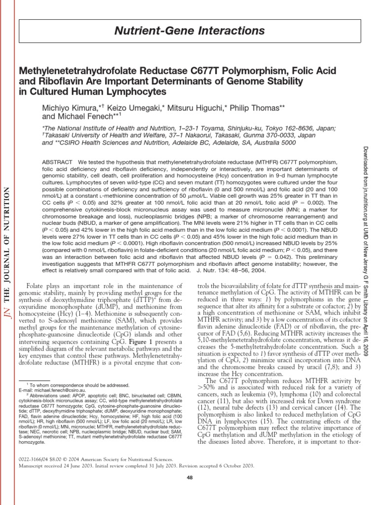 Nutrient-Gene Interactions | PDF | Folic Acid | Diet & Nutrition