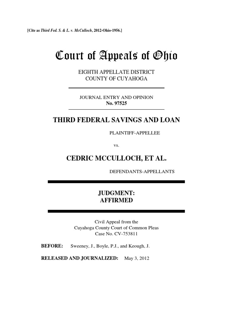 Court of Appeals of Ohio: Third Federal Savings and Loan | PDF ...
