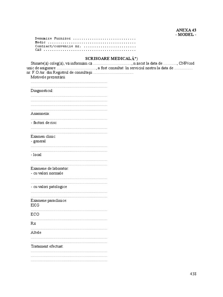 Model Scrisoare Medicala | PDF