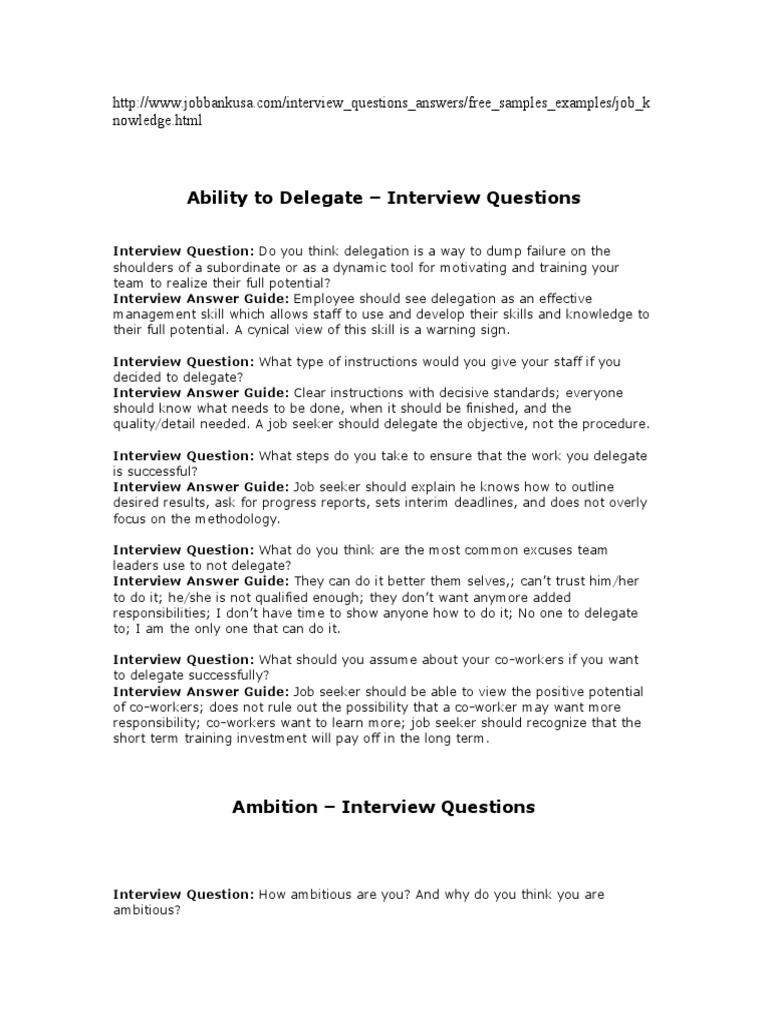 Intrebari de Pus La Interviu | PDF | Question | Interview