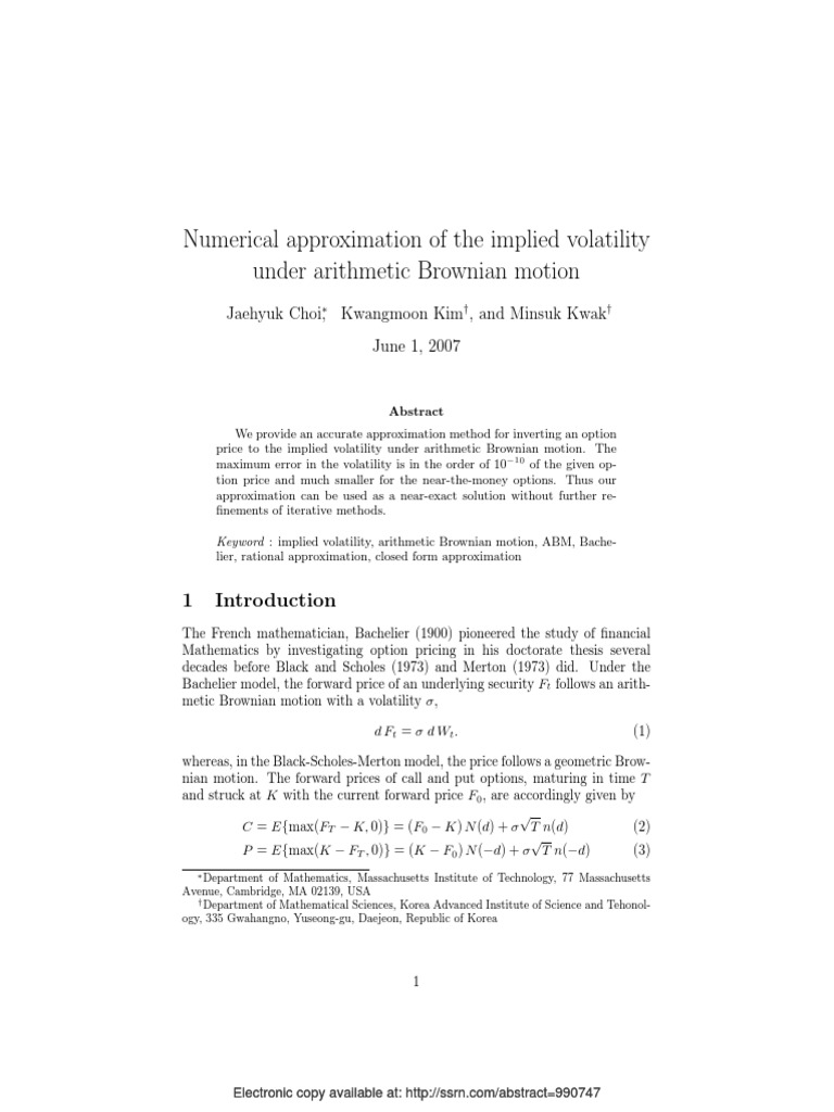 An Accurate Closed-Form Approximation of Implied Volatility Under Arithmetic Brownian Motion ...