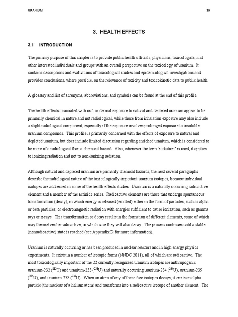 Health Effects of Uranium | PDF | Radionuclide | Uranium