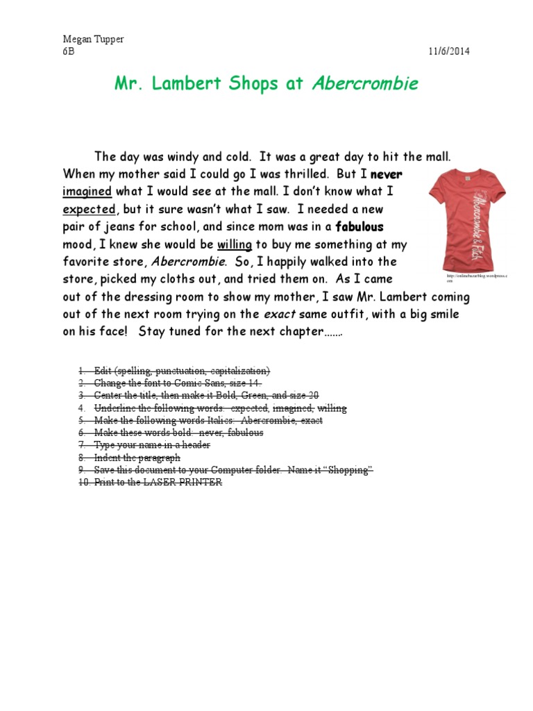 Mr. Lambert's Mall Encounter | PDF