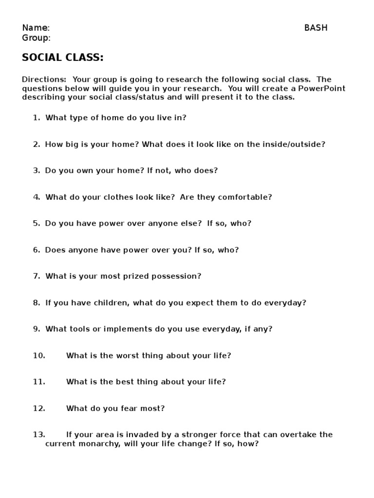 Exploring Social Class Dynamics | PDF | Social Science