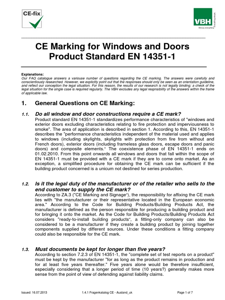 CE Marking Guidelines for Windows and Doors | PDF | Door | Government Information