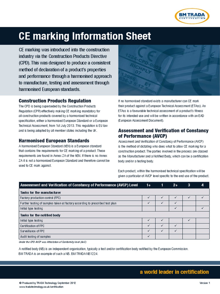 CE Marking Information Sheet: A World Leader in Certification ...