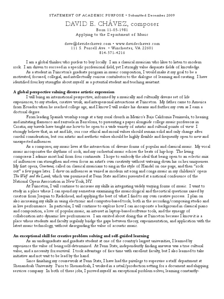Purpose Statement (Princeton, December 2009) | PDF | Composers ...