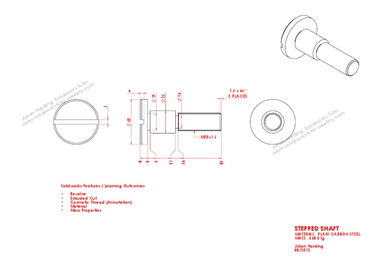 Stepped Shaft: Julian Harding. Solidworks Tutor | PDF