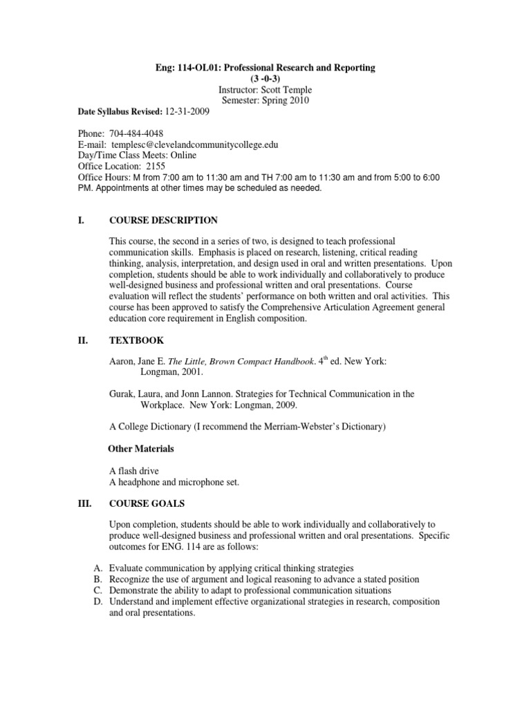 Eng 114-OL01 Spring 2010 | PDF | Homework | Essays