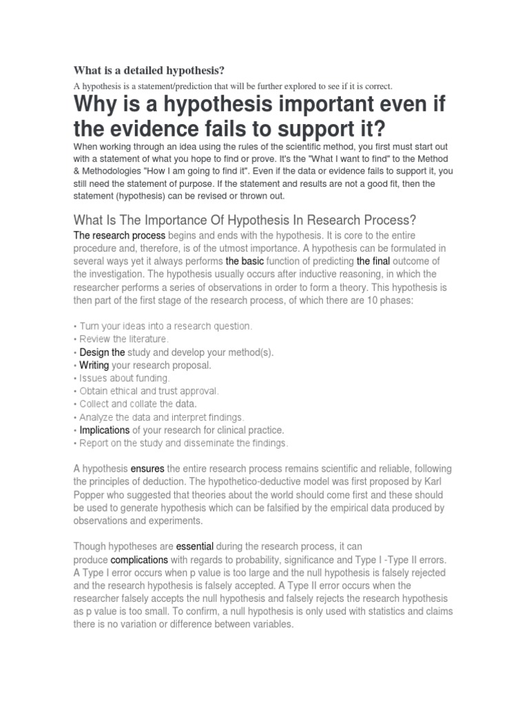 What Is A Detailed Hypothesis | PDF | Hypothesis | P Value