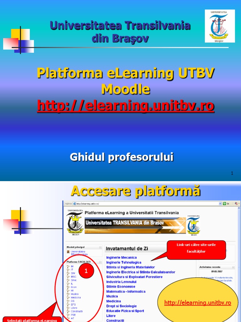 Ghid No 2 - Accesare Platforma Elearning UTBV | PDF