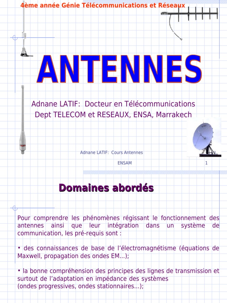 Cours sur les Antennes et leur Propagation | PDF | Antenne (Radio ...