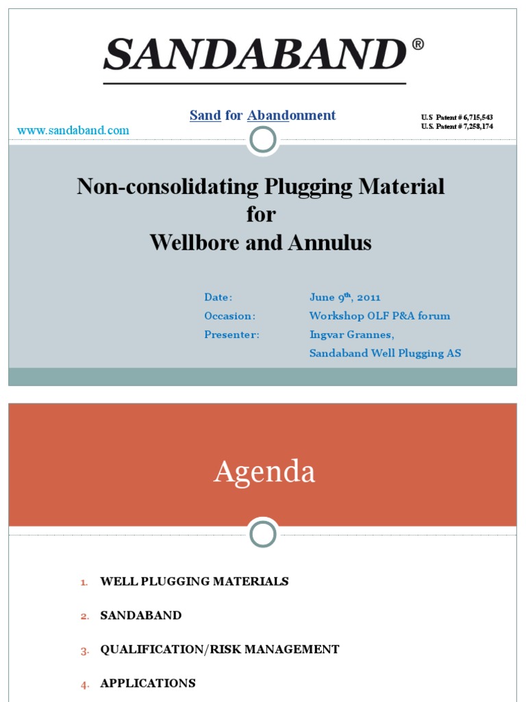 Non-Consolidating Plugging Material For Wellbore and Annulus | PDF ...