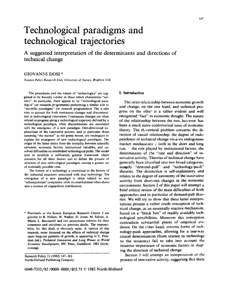 Technological Paradigms and Technological Trajectories | PDF | Paradigm ...