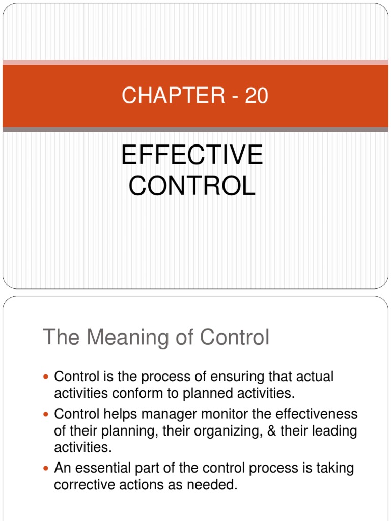 Chapter - 20: Effective Control | PDF | Budget | Strategic Management