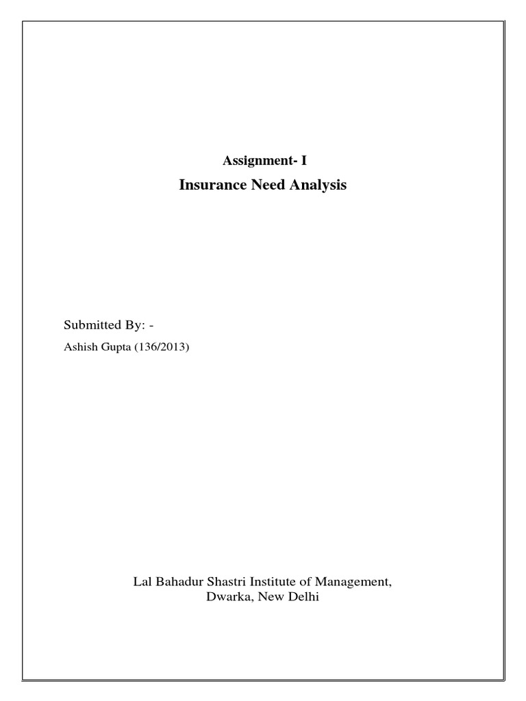 Insurance Need Analysis | PDF | Net Present Value | Life Insurance