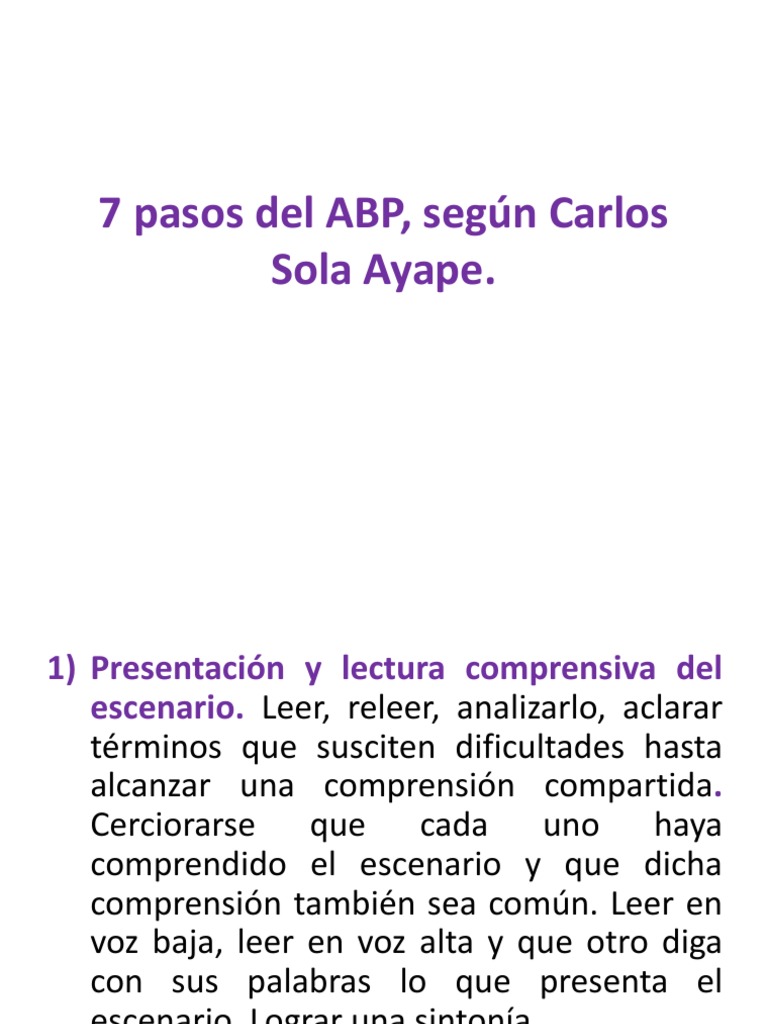 7 Pasos Del ABP, Según Carlos Sola | PDF | Aprendizaje | Epistemología