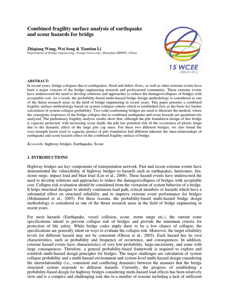 Combined Fragility Surface Analysis of Earthquake and Scour Hazards For ...