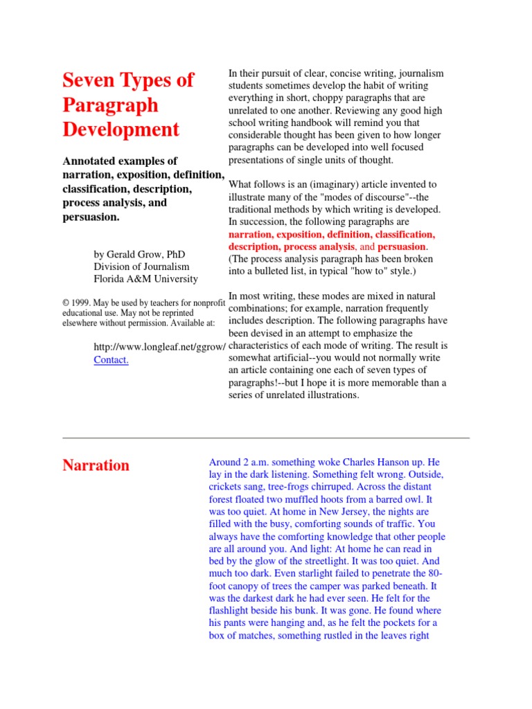 Seven Types of Paragraph Development.docx | Persuasion | Tent