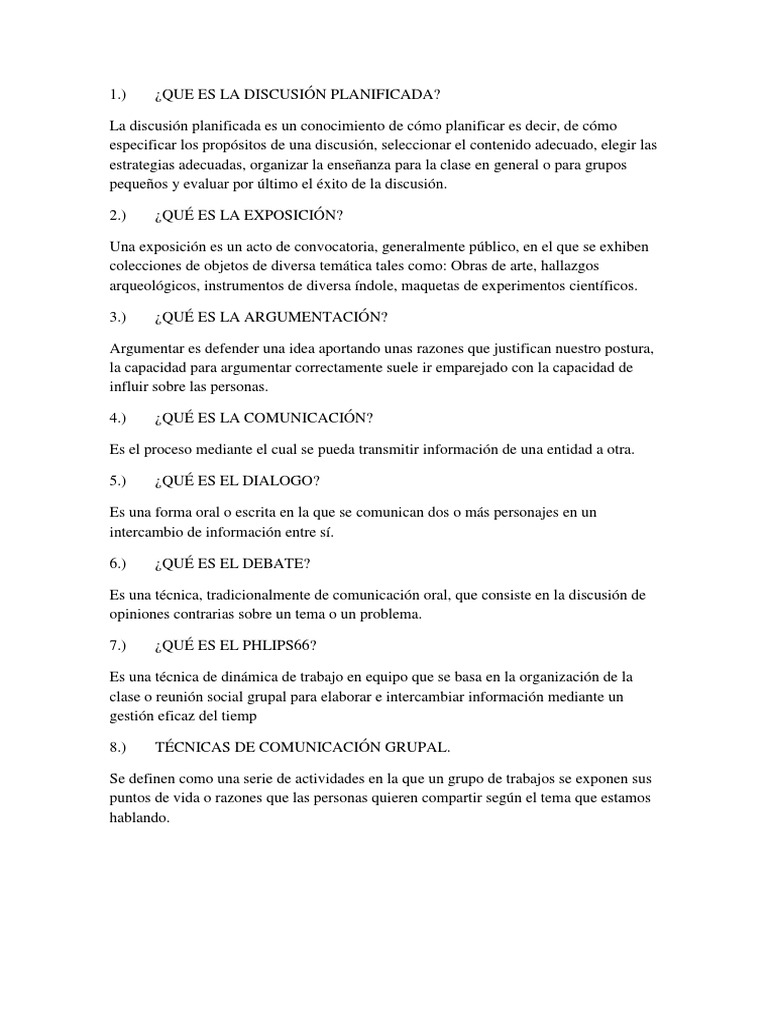 Discusión Planificada: Conceptos Clave | PDF