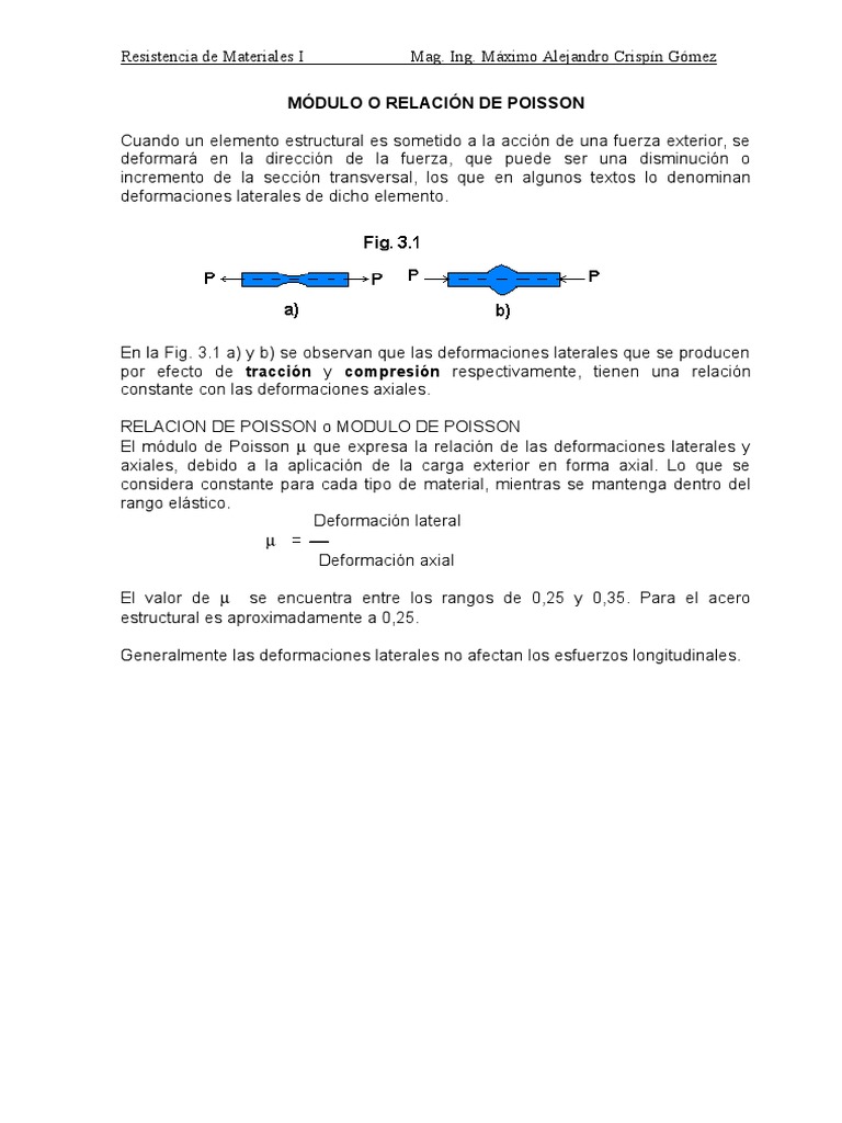Modulo o Relacion de Poisson | PDF | Mecanica clasica | Materiales